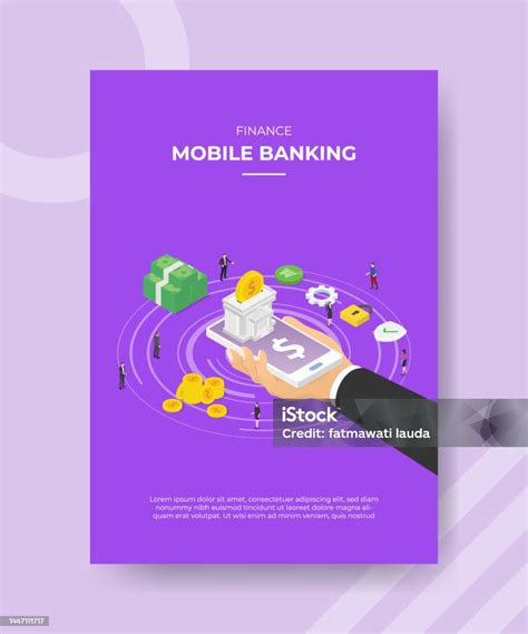 금융 모바일 뱅킹 손 잡고 스마트 폰 은행 건물 화면 돈 사람들 템플릿 전단지 및 인쇄 배너 커버 아이소 메트릭 3d 평면 스타일 3차원 형태에 대한 스톡 벡터 아트 및
