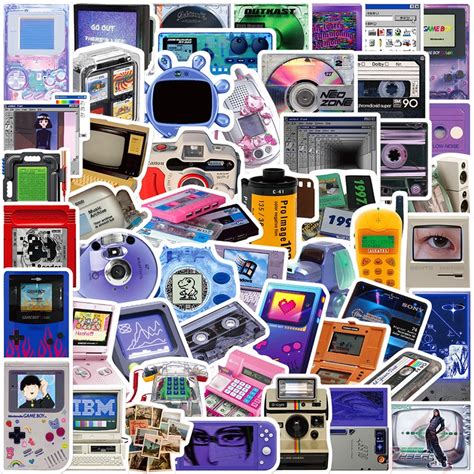復古存儲設備系列 01 光盤 Cd 時間貼紙 50 件 套 Diy 時尚防水塗鴉貼花貼紙 蝦皮購物
