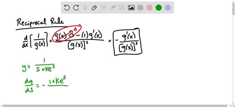 Solved A If G Is Differentiable The Reciprocal Rule Says That D D X [ 1 G X