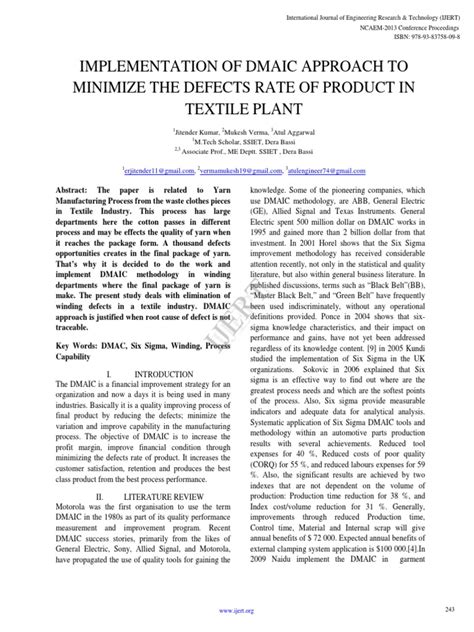 implementation of dmaic approach to minimize the defects rate of