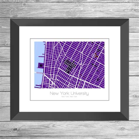 Nyu Map University Art New York University Street Nyc Etsy