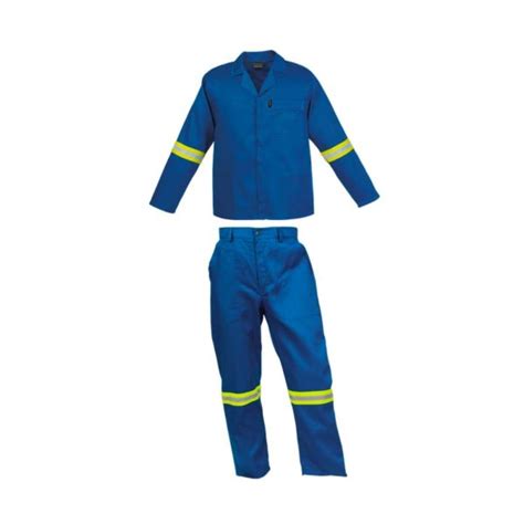 Polycotton 2PC Royal Blue Overalls With Reflective Tape AST Safetywear