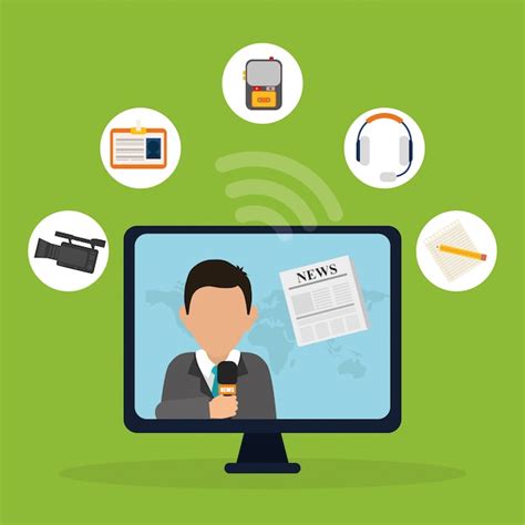 Medios De Comunicación Y Difusión Vector Premium