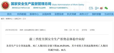 安监总局：今年1 9月全国安全生产形势总体稳中向好
