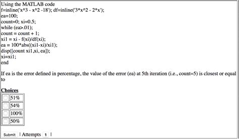Solved Need The MATLAB Code To Solve For Percentage Error At Chegg