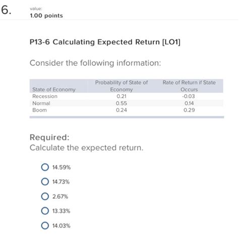 solved 6 value 1 00 points p13 6 calculating expected