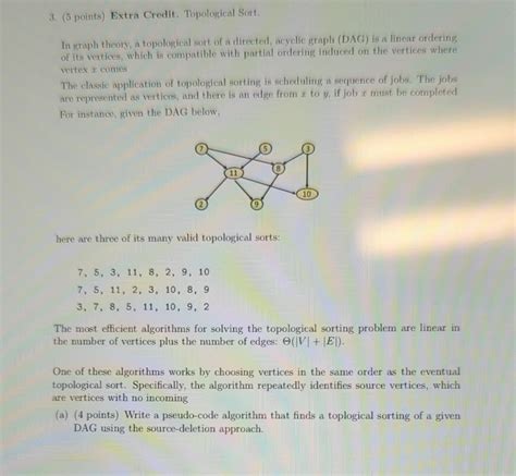 solved 3 5 points extra credit topological sort in