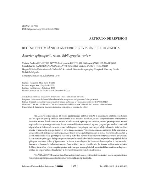 Pdf Anterior Epitympanic Recess Bibliographic Review