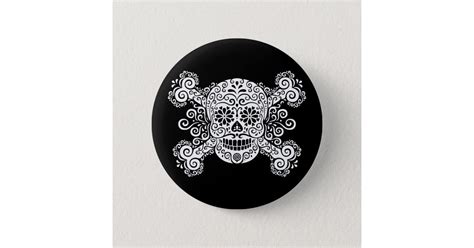 Antique Sugar Skull And Crossbones Button Zazzle