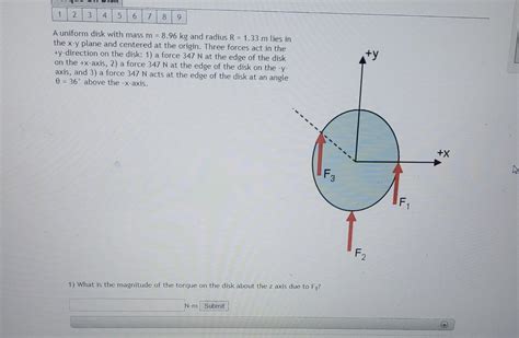 Solved A Uniform Disk With Mass M896 Kg And Radius R133