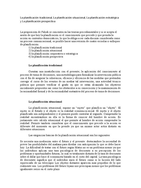La Planificación Tradicional Pdf Planificación Estratégica