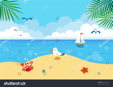 Summer Seascape Background Royalty Free Stock Vector 455746282