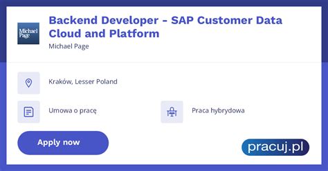 oferta pracy backend developer sap customer data cloud and platform