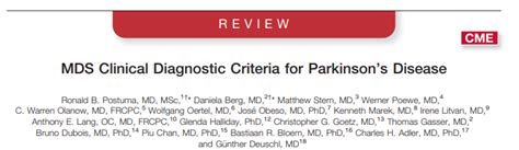 Critérios Diagnósticos Da Mds Para Doença De Parkinson