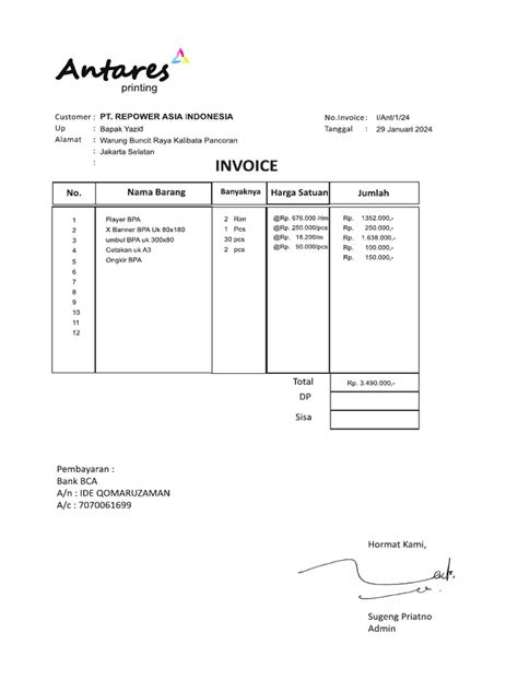 Invoice Bpa 2024 Pdf