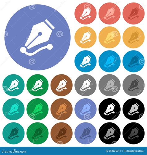 Drawing Vector Curve With Pen Tool Solid Round Flat Multi Colored Icons