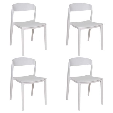 Silla Moderna Cocina Comedor Unique De Plástico Reforzado Blanco X 4