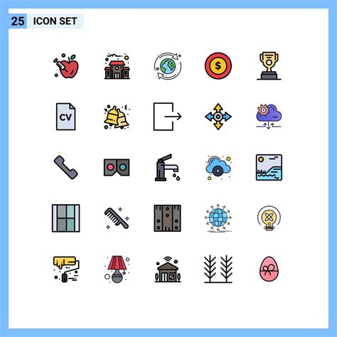 Set Of 25 Modern Ui Icons Symbols Signs For Cv Award Natural Worker Global Editable Vector