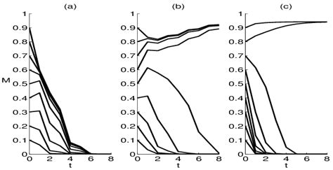 The Evolution Of The Main Overlap M T For Several Initial Values M 0 Download Scientific