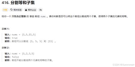 Leetcode刷题之hot100之分割等和子集 Csdn博客