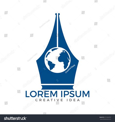 Pen Nib Globe Logo Vector Education Stock Vector Royalty Free