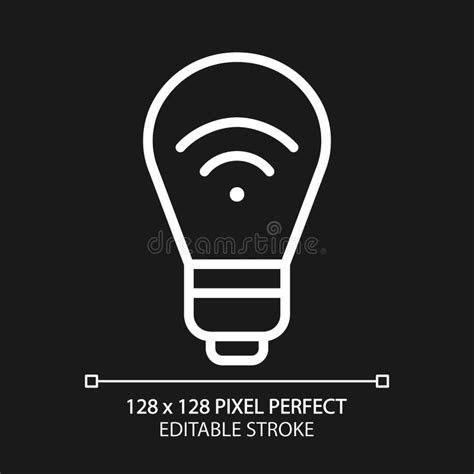 Smart Light Bulb Pixel Perfect White Linear Icon For Dark Theme Stock