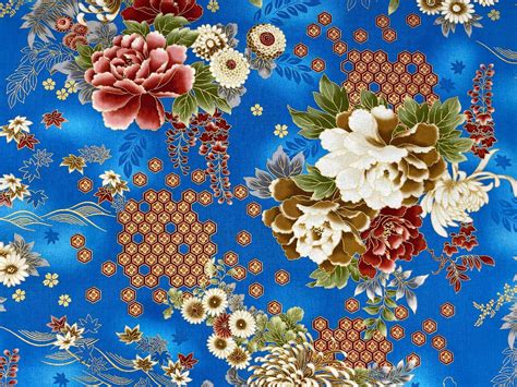 Japanese Fabric Big Floral And Traditional Kimono Patterns Etsy