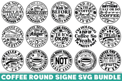 Coffee Round Signe Svg Bundle Graphic by DollarSmart · Creative Fabrica