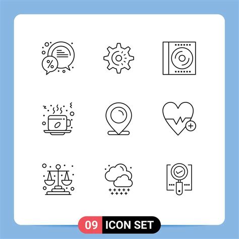 User Interface Pack Of 9 Basic Outlines Of Drink Coffee Idea Winter Digital Editable Vector