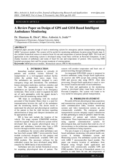 Pdf A Review Paper On Design Of Gps And Gsm Based Intelligent Ambulance Monitoring