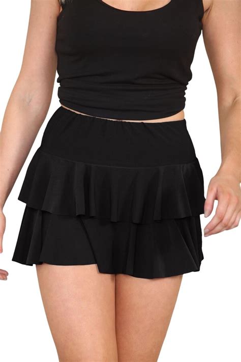 Hamishkane Ladies Frill Rara Skirt Plain Layered Dance Club Wear Casual Summer Party Mini Skirt