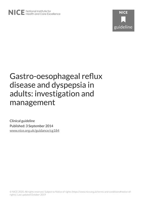Gastrooesophageal Reflux Disease And Dyspepsia In Adults Investigation And Management Pdf