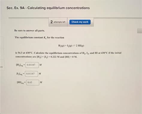 Solved Sec. Ex. 9A - Calculating equilibrium concentrations | Chegg.com