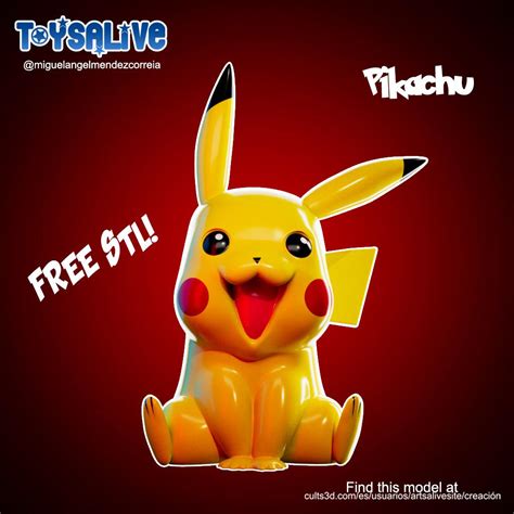 Pikachu Free Stl Es Modelo 3d Arte Pikachu Free Stl