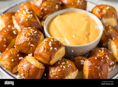 Homemade Small Pretzel Bites With Beer Cheese Stock Photo Alamy