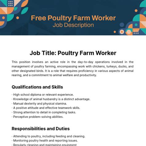 Free Poultry Farm Worker Job Description Template To Edit Online