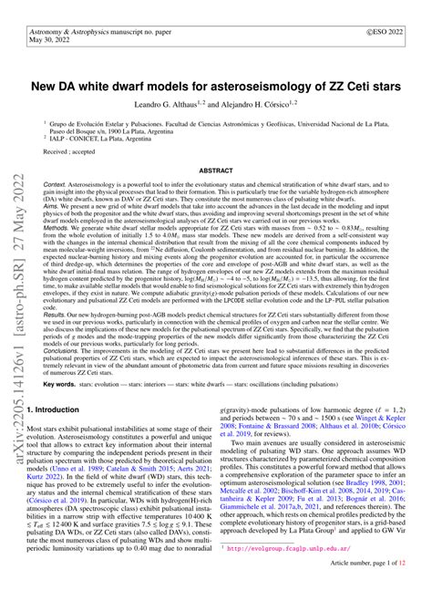 Pdf New Da White Dwarf Models For Asteroseismology Of Zz Ceti Stars