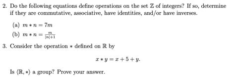 solved 2 do the following equations define operations on
