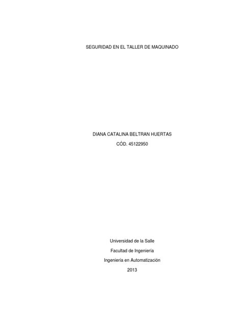 Seguridad En El Taller De Maquinado Pdf Herramientas Ingeniería