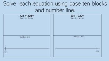 Digit Add Sub With Base Ten Blocks And Number Line No Regrouping