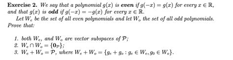 Solved Exercise We Say That A Polynomial G X Is Even If Chegg Com