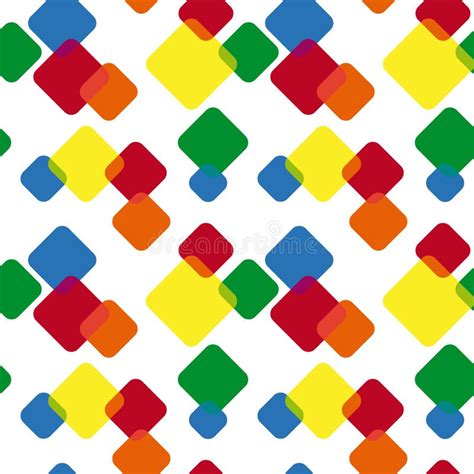 Seamless Pattern Of Overlapping Colorful Squares Geometric Design