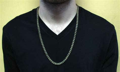 Buy 10k Solid Yellow Gold Fully Iced Blue Diamond Franco Chain 26 Inch