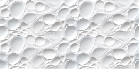 Organic Shapes Background White 3d Seamless Pattern Soft Wavy Texture