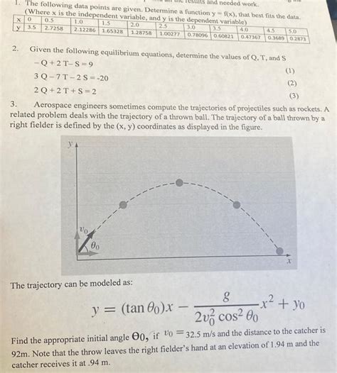 solved 1 the following data points are given determin