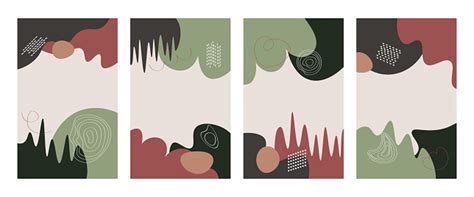 소셜 미디어 스토리 비즈니스 프리젠 테이션 전단지 포스터 배너 브로셔를위한 흙 톤 디자인 템플릿 현대 최소한의 트렌디 한 스타일의 추상적 인 창조적 인 배경의 벡터 세트