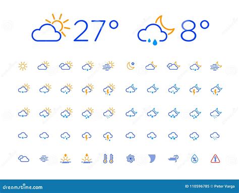 Línea Fina Sistema Del Color Del Icono Del Tiempo De La Noche Del Día