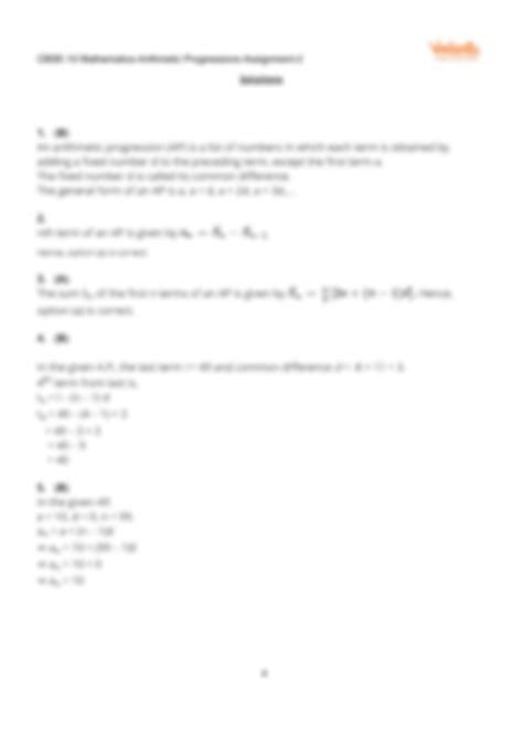 Solution Cbse 10 Mathematics Arithmetic Progressions Assignment 2