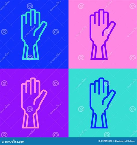 Icône De Gants De Protection De Ligne Pop Art Isolé Sur Fond De Couleur
