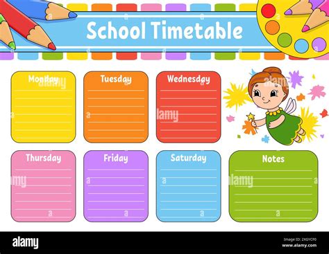 School Timetable With Multiplication Table For The Education Of